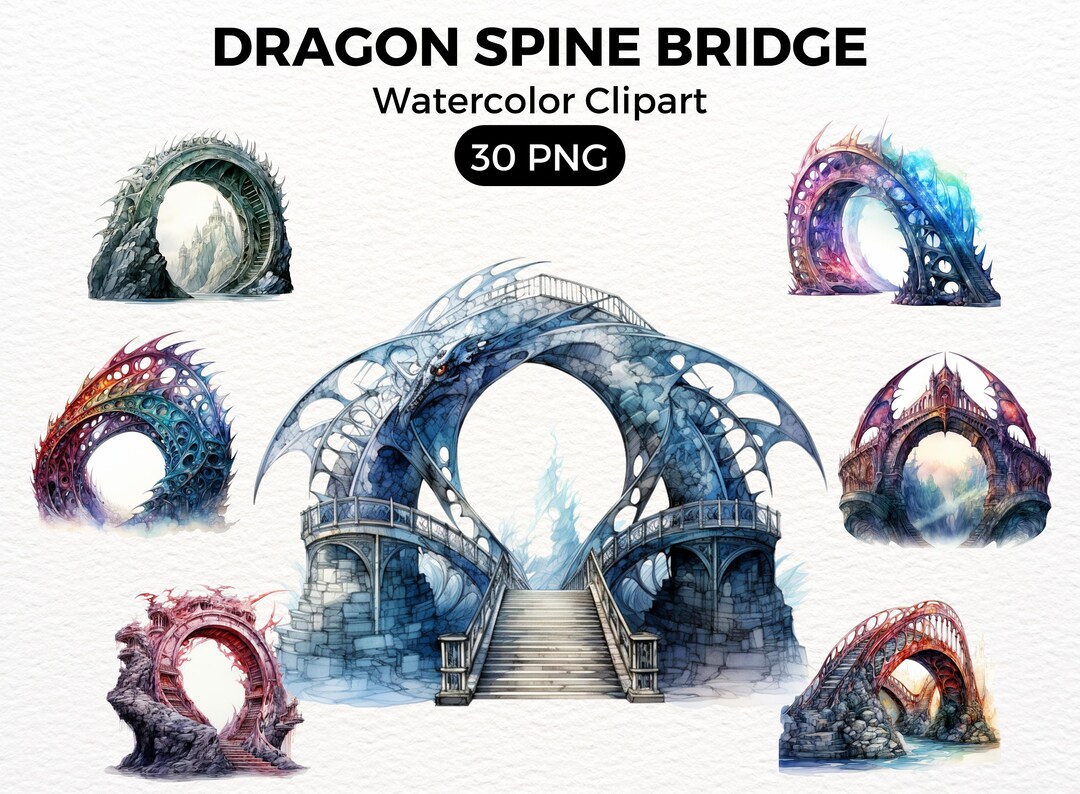 Dragon Spine Fantasy Bridge Clipart, Fantasy Magic Clipart, Fantasy ...