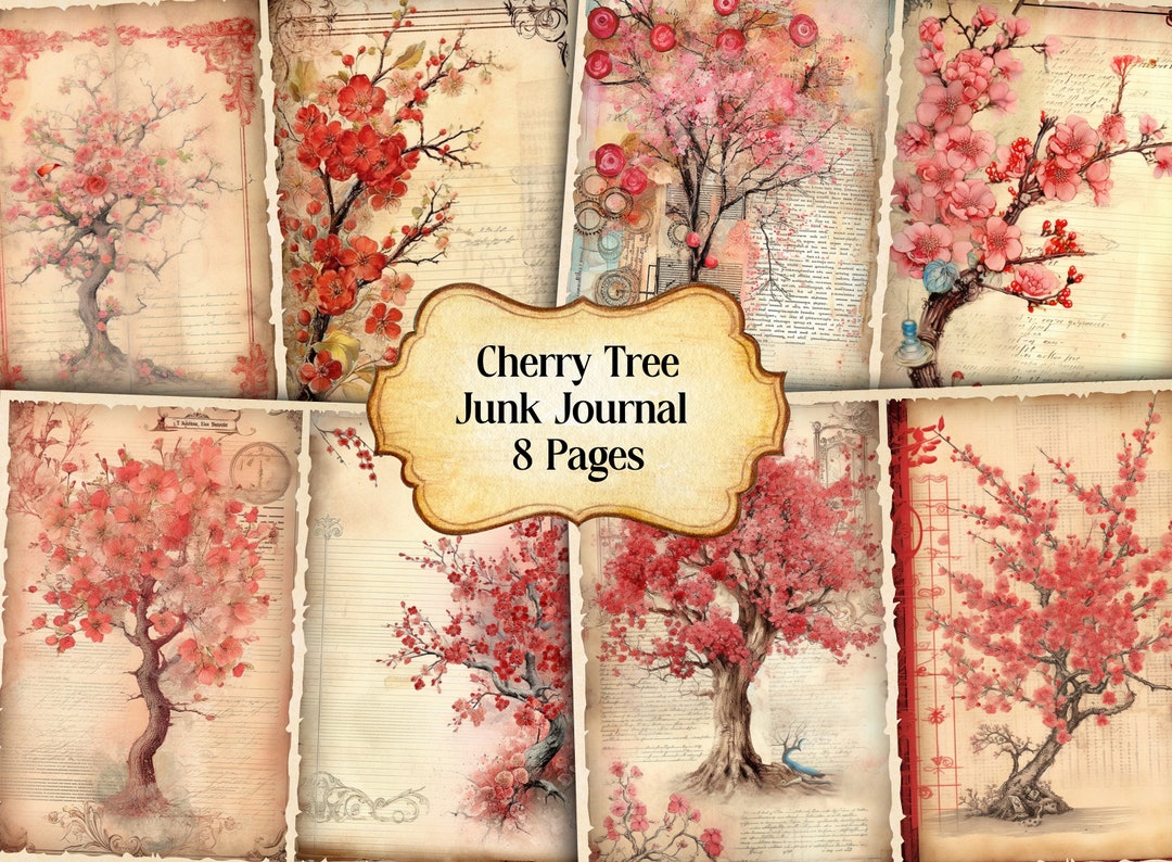 Cherry Tree Junk Journal Kit, Vintage Cherry Trees Journal Pages ...