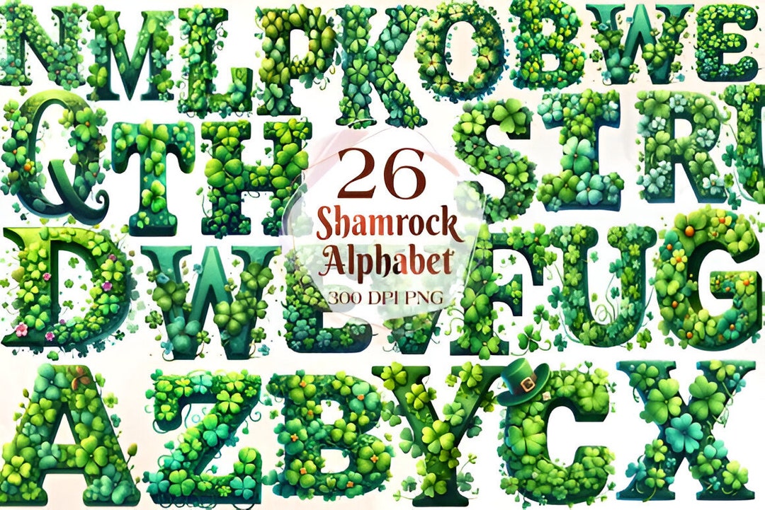 St Paddys Alphabet Letters With Clip Art PNG Files, Make Your Own Name ...
