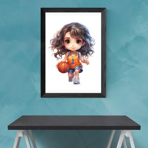 Cute Chibi Basketball Girls, Watercolor Girls, Cute Illustrations ...