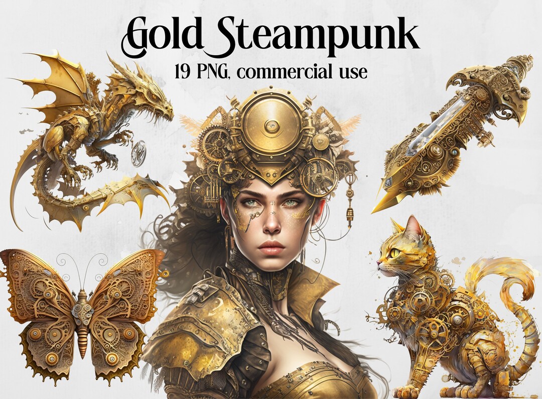 Watercolor Clipart Gold Steampunk, Watercolor Steampunk Png,pink ...