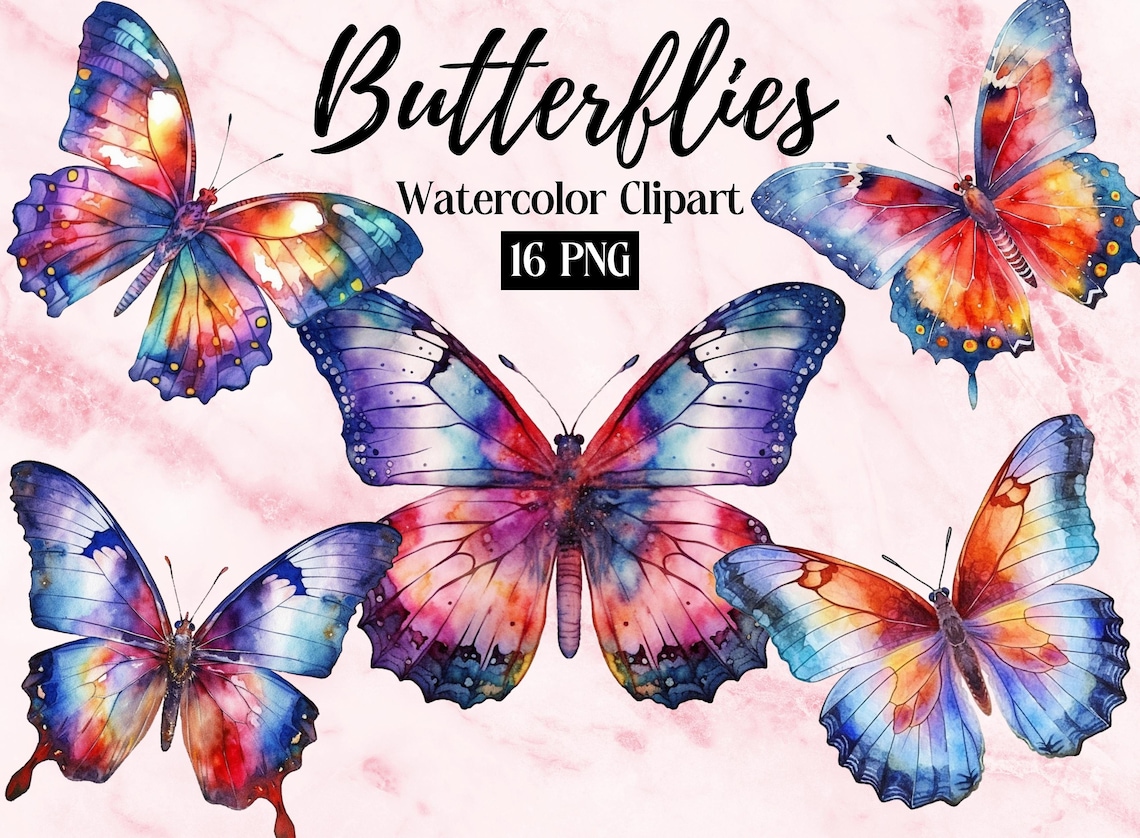 Monarch Butterfly Clipart Watercolor Butterfly PNG Floral - Etsy