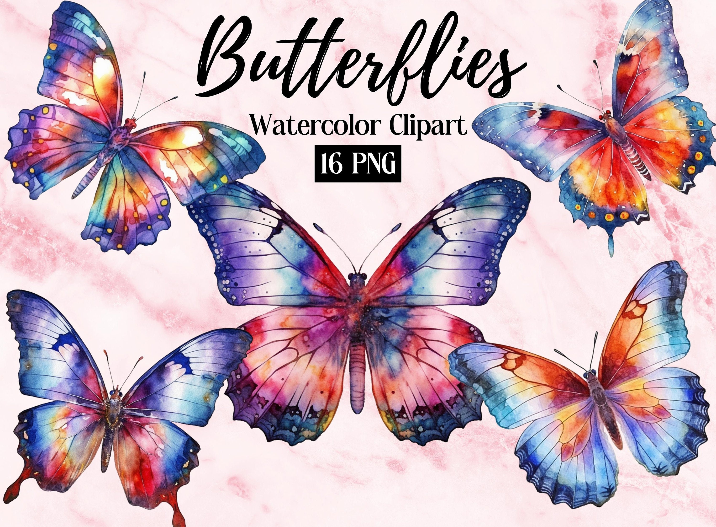 Monarch Butterfly Clipart | Watercolor Butterfly PNG | Floral Clipart ...