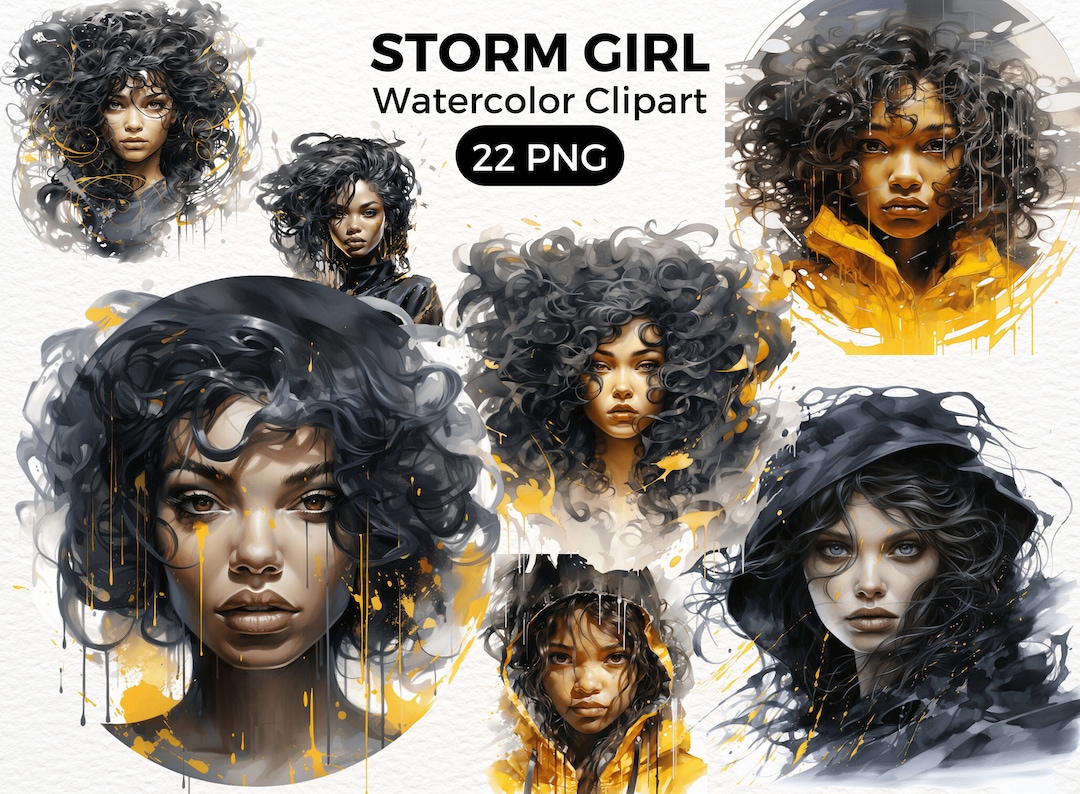 Storm Girl Clipart Set, Beautiful Storm Girl, Weather Storm Transparent ...