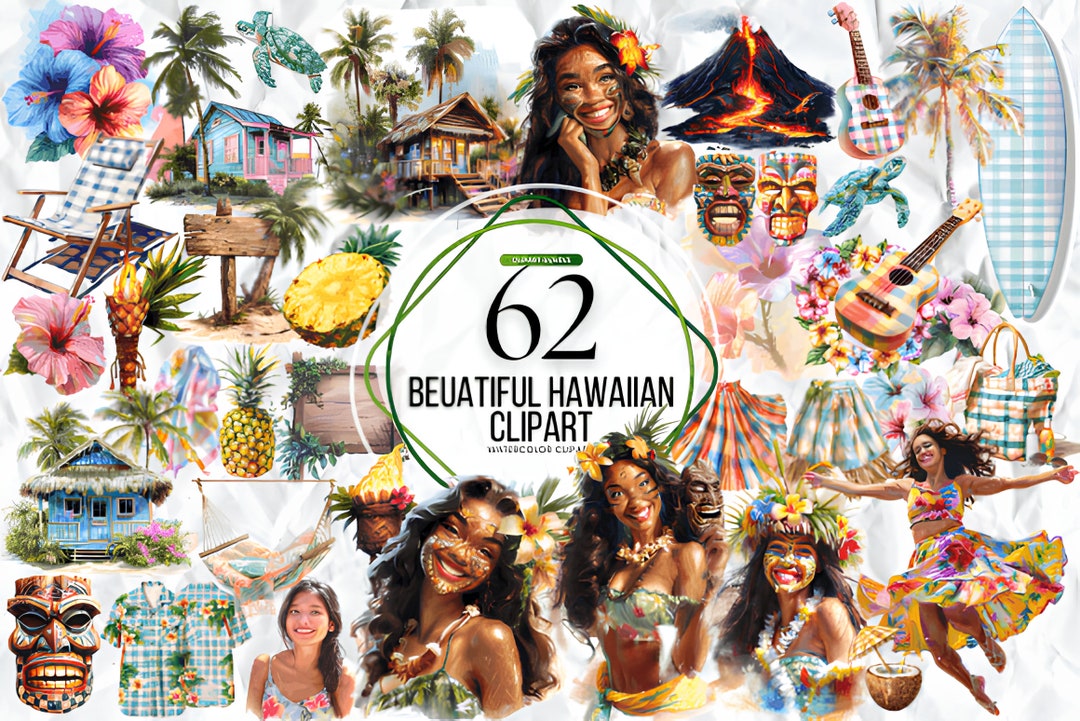 Watercolor Hawaii Clipart, Summer Clipart, PNG, Tropical Clipart ...