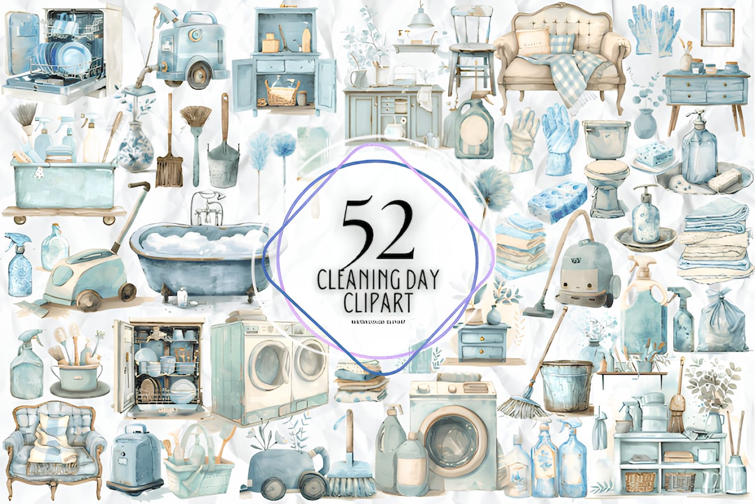 Cleaning Day Spring Cleaning Clipart - Hand Drawn Clip Art, Laundry ...