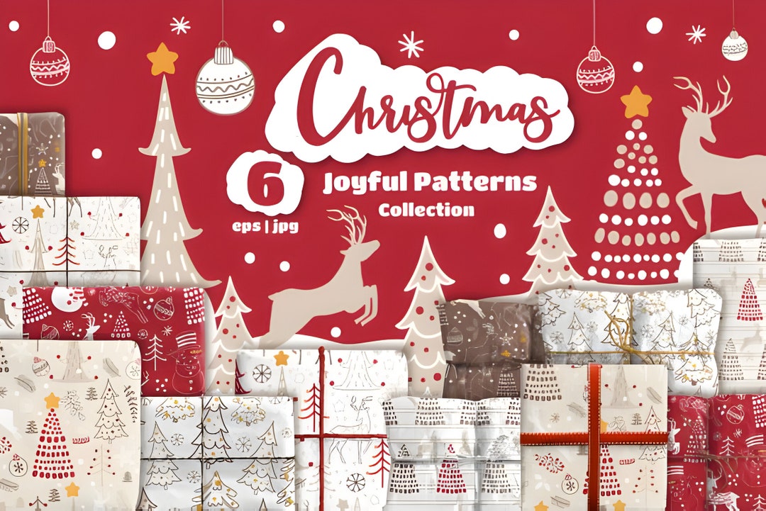 Seamless Christmas Digital Paper Pack, Winter Holiday Seamless Pattern ...