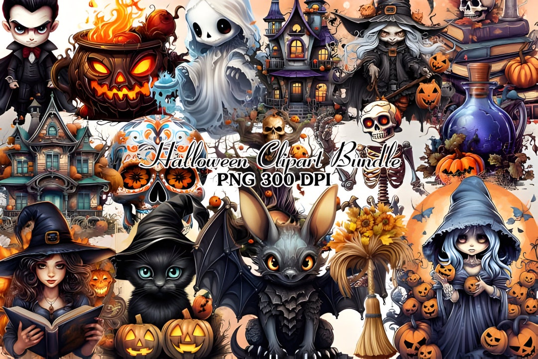 Halloween Clipart Bundle, Cute Halloween Clipart, Pumpkins, Ghosts ...