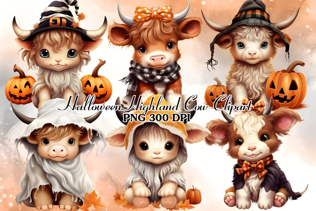 Cute Halloween Baby Highland Cow PNG Clipart - Pumpkin - Fall ...