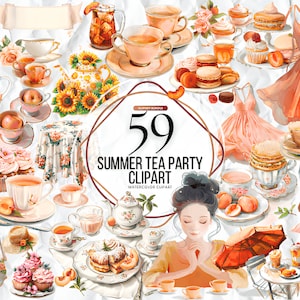 Summer Tea Party Clipart, English Vintage Tea Cup Clipart Png, Elegant ...
