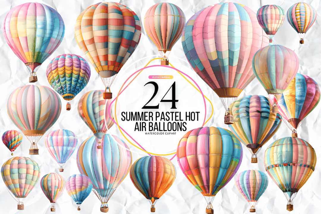 Hot Air Balloons Clipart for Creative Project, Whimsical Nursery Wall ...
