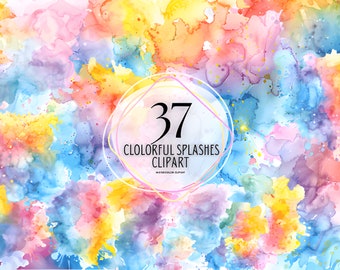 Alcohol Watercolor Splashes Clipart PNG Paint Splatter Clipart Ink ...