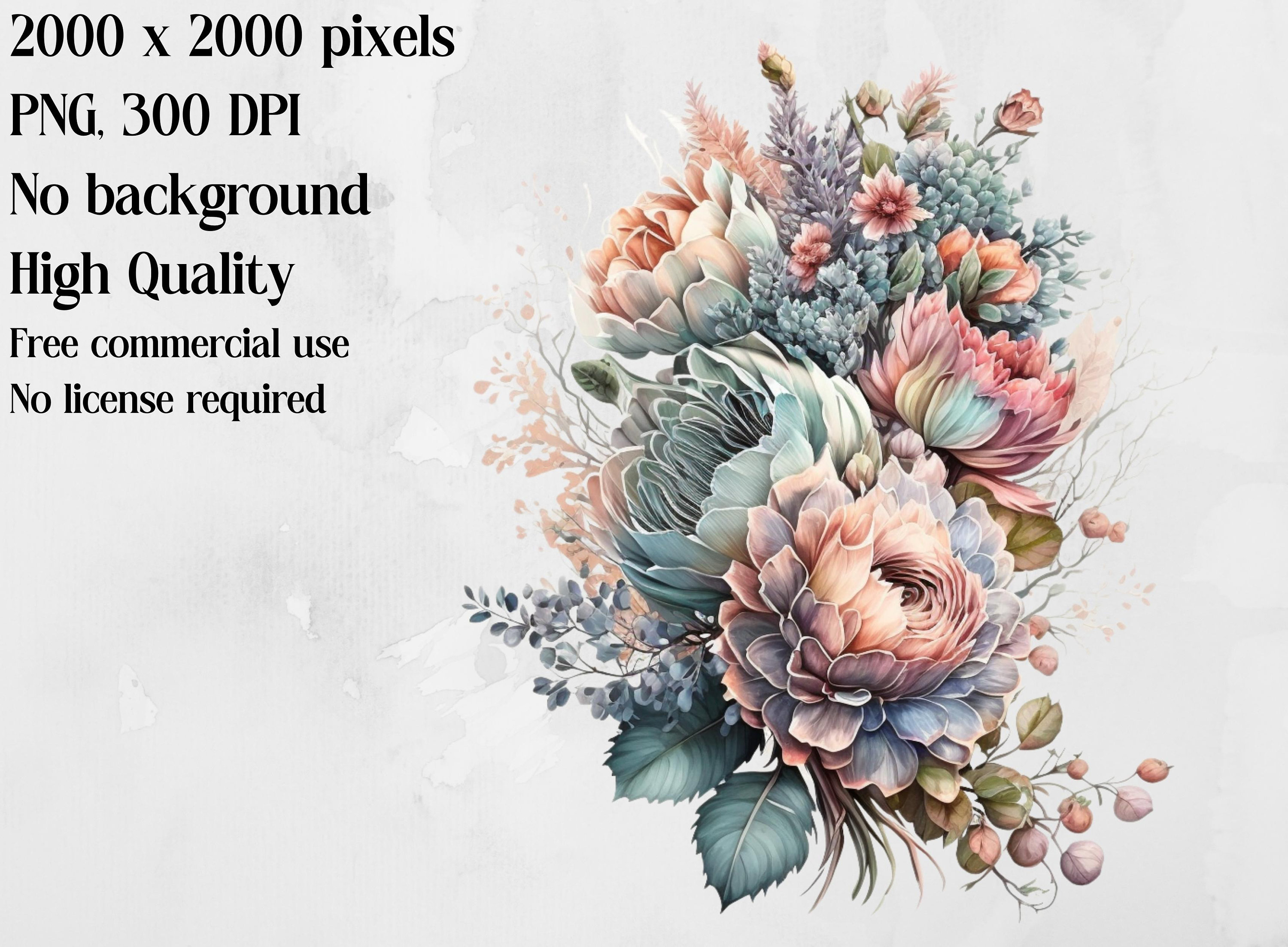 Boho Floral Clipart, Boho Wedding Decor, Fall Wedding Bouquet, Bridal ...