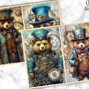Watercolor Steampunk Bear Junk Journal Printable Page, Steampunk Junk ...