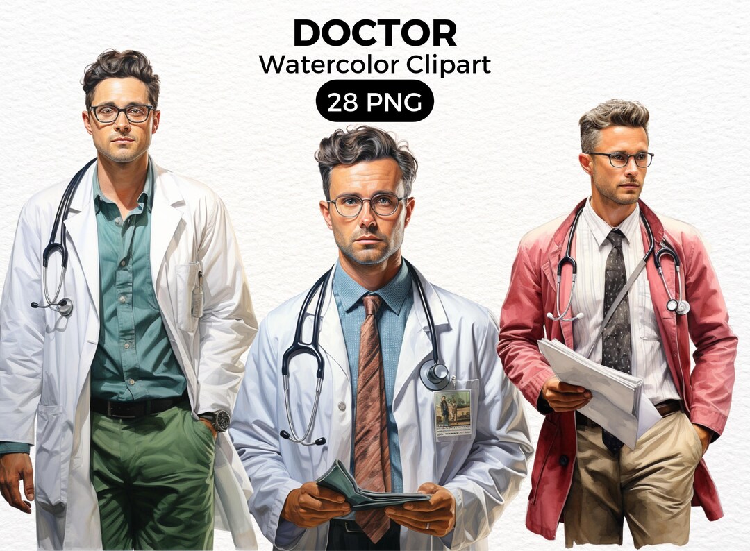 Doctor Watercolor Clipart, Handsome Doctor Illustration PNG ...