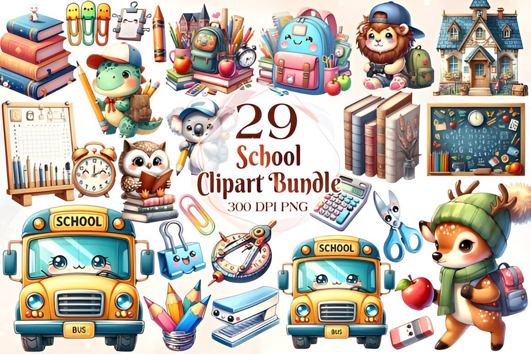 Cute School PNG - Cute Little School Clipart - Back to School Bundle ...