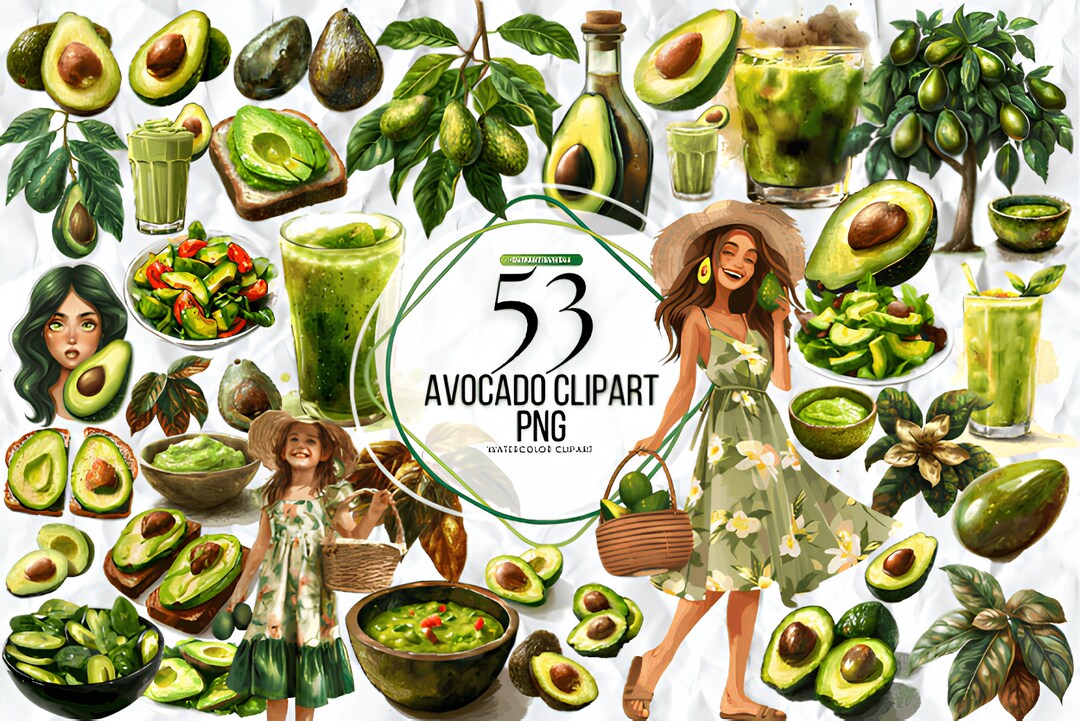 Watercolor Avocados Clipart - Avocados Download - Instant Download ...