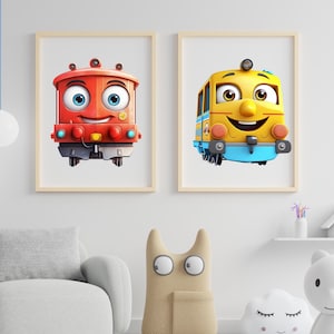 Cute Trains Clipart, Cute Trains Vehicles Cartoon for Kids,instant ...