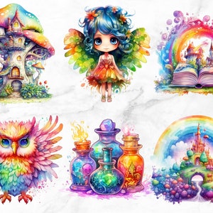 Watercolour Rainbow Pixie Clipart,fairytale Fantasy Digital Image ...