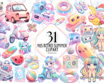 Groovy Summer Clipart Retro Summer Clipart Beach Clipart Vacation ...