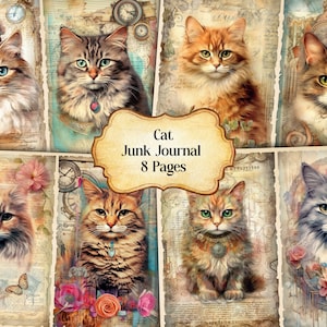 Watercolor Cat Junk Journal Printable Page, Cat Junk Journal Kit,junk ...