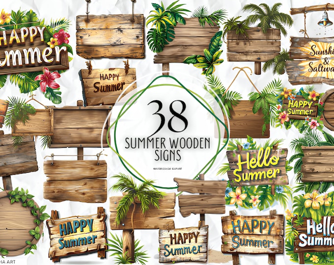 Watercolor Rustic Wood Sign Clipart – PNG Set (commercial Use) - Etsy ...