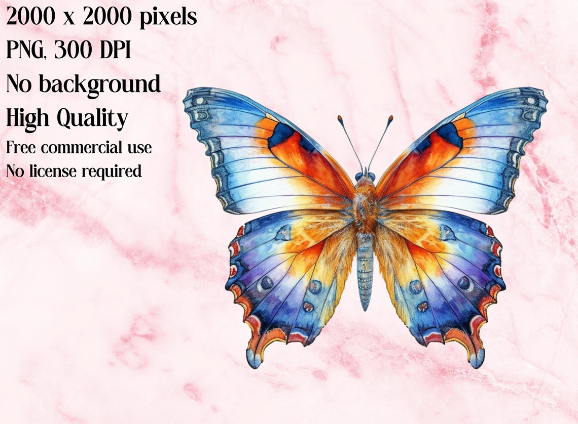 Monarch Butterfly Clipart Watercolor Butterfly PNG Floral - Etsy