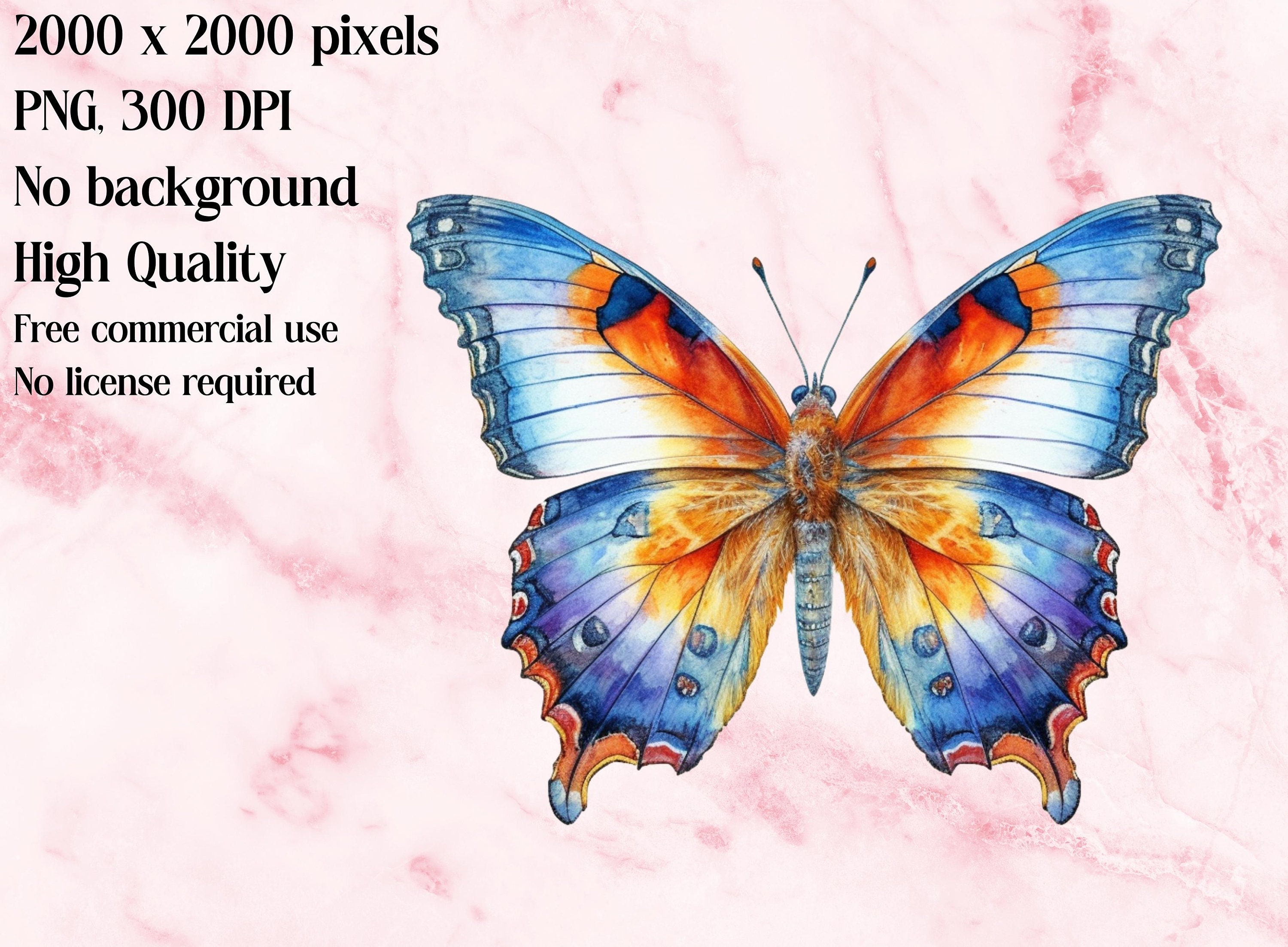 Monarch Butterfly Clipart | Watercolor Butterfly PNG | Floral Clipart ...