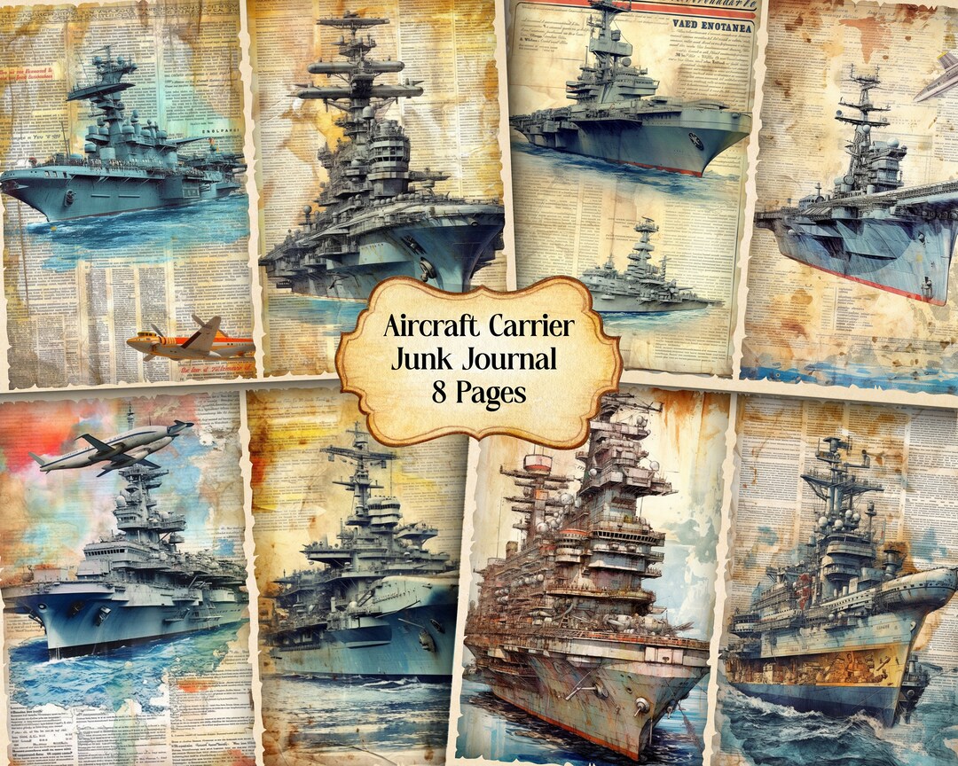 Watercolor Aircraft Carrier Journal Printable Page, Aircraft Junk ...