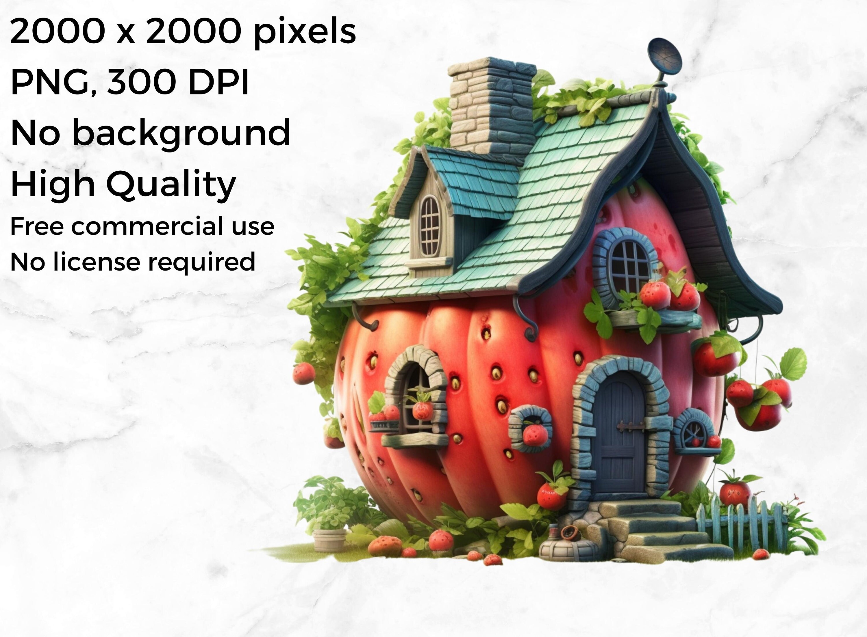 Watermelon Fairy House Watercolor Fantasy Clipartkids Art - Etsy