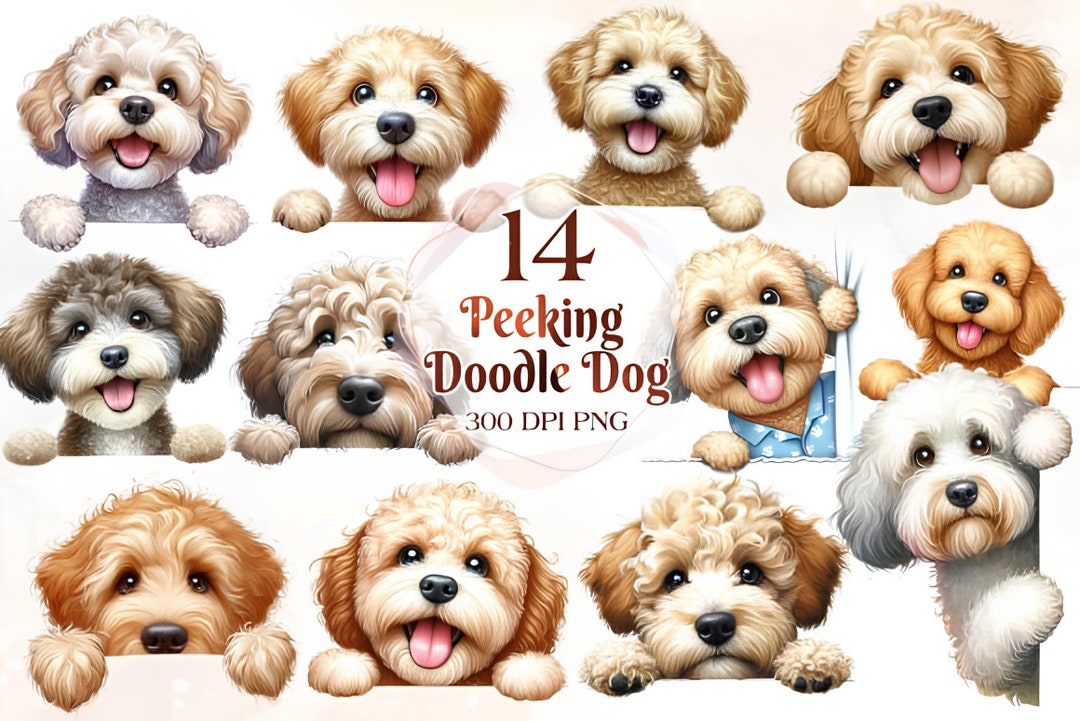 Peeking Doogle Dogs Clipart | Peeking Dogs Clip Art | Dog Illustrations ...