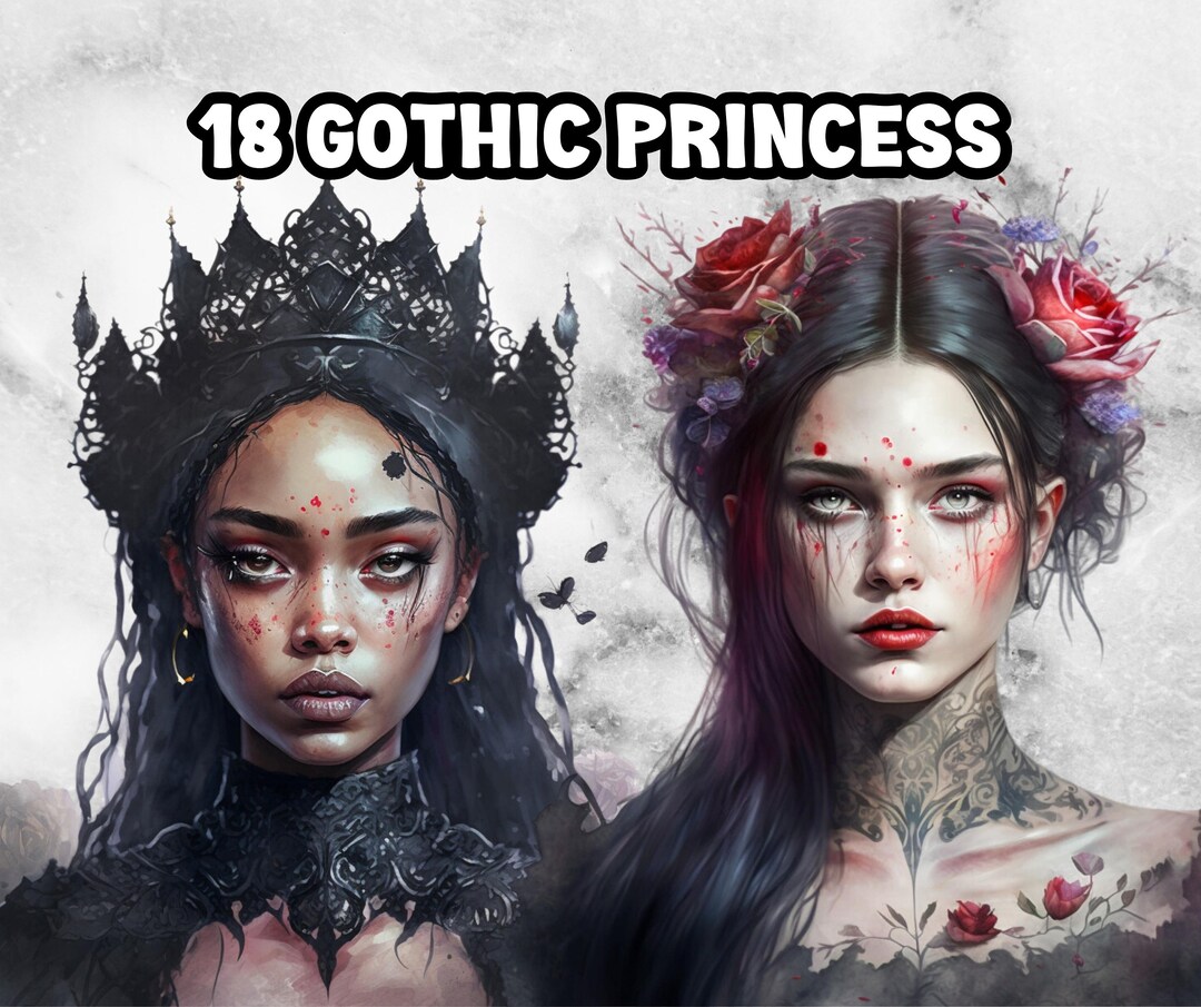 Watercolour Gothic Princess Clipart Dark Fairytale Fantasy - Etsy