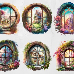 Fantasy Village Window Watercolor Clipart, Window Clipart, Fantasy ...
