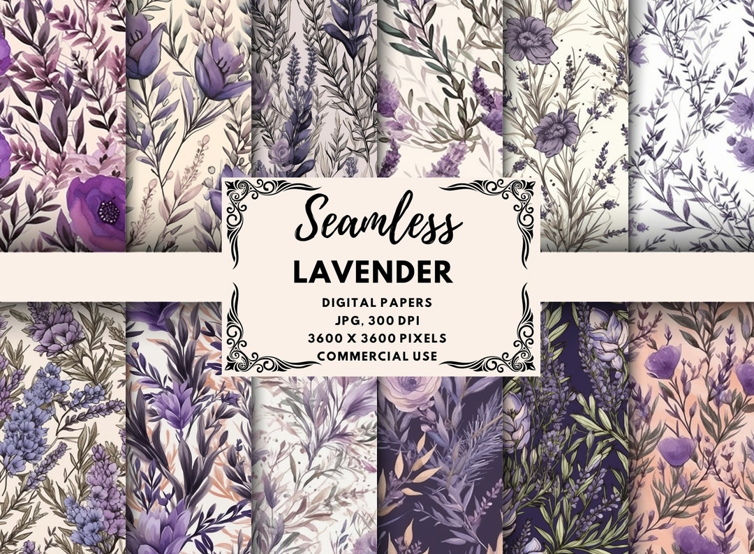 Lavender Flowers Digital Paper, Flowers Seamless Pattern, Floral Prints ...