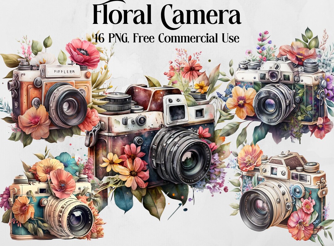 Watercolor Retro Cameras Clipart. Vintage Clipart, Retro Clip Art, Boho ...