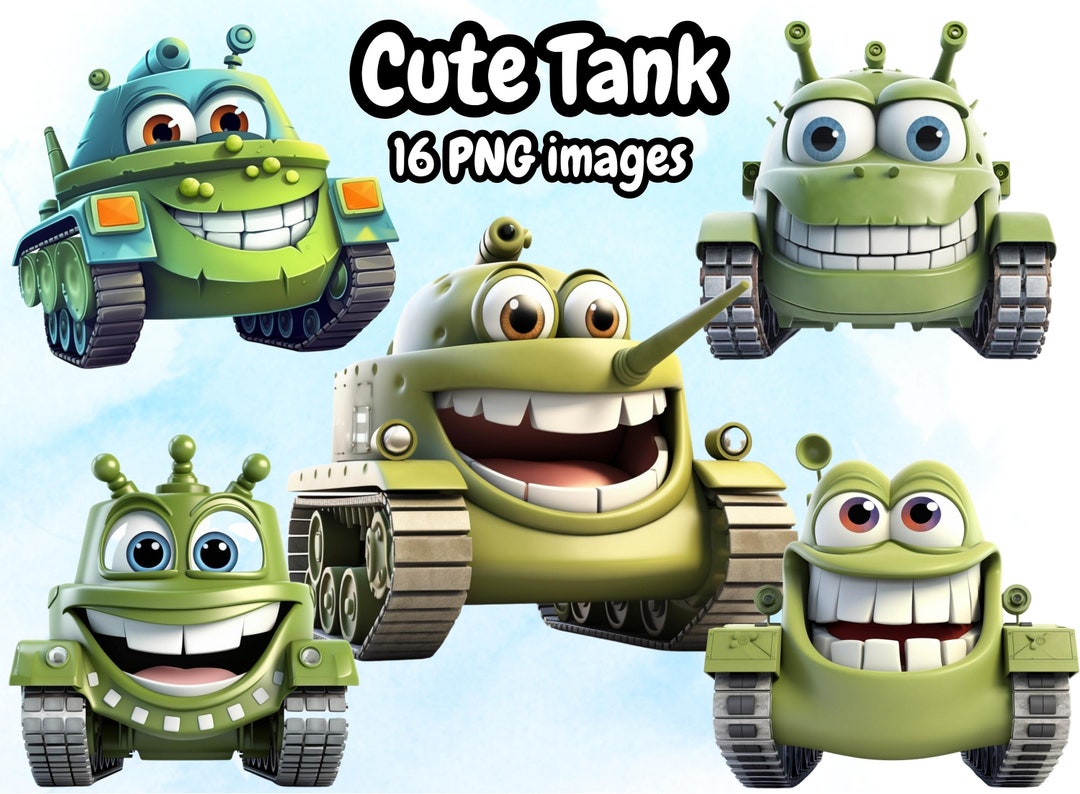 Cute Tank Clipart, Cute Army Tank Cartoon for Kids,instant Download ...