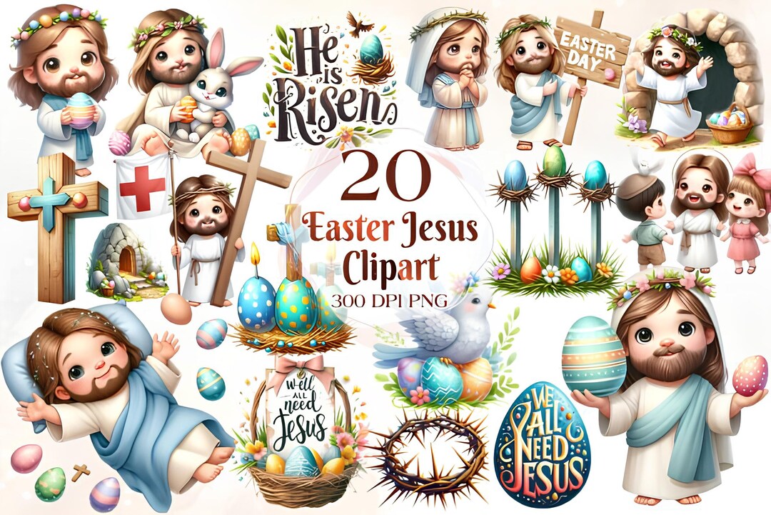 Cute Easter Jesus Story Clip Art, Jesus Easter Story, Palm Sunday ...