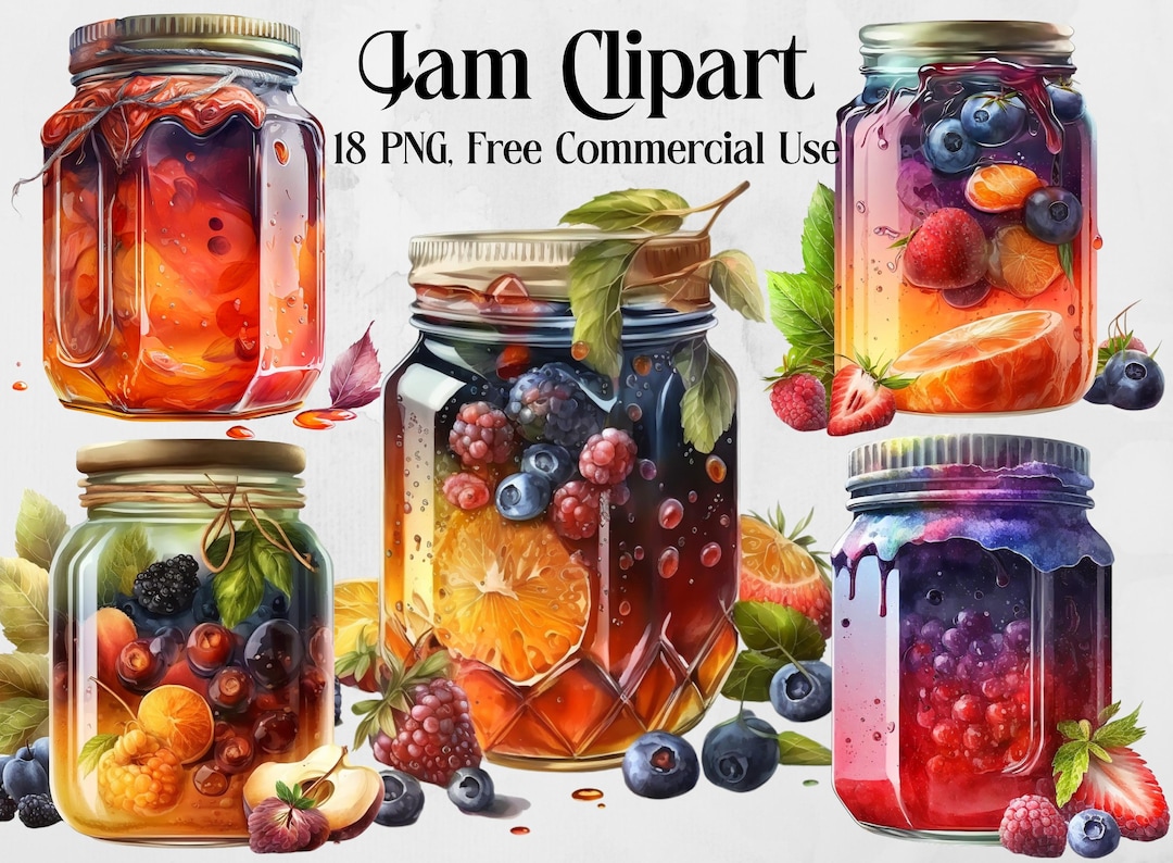 Jam Clipart, Jars of Jam Clipart, Jelly Clipart, Food, Png. Digital ...