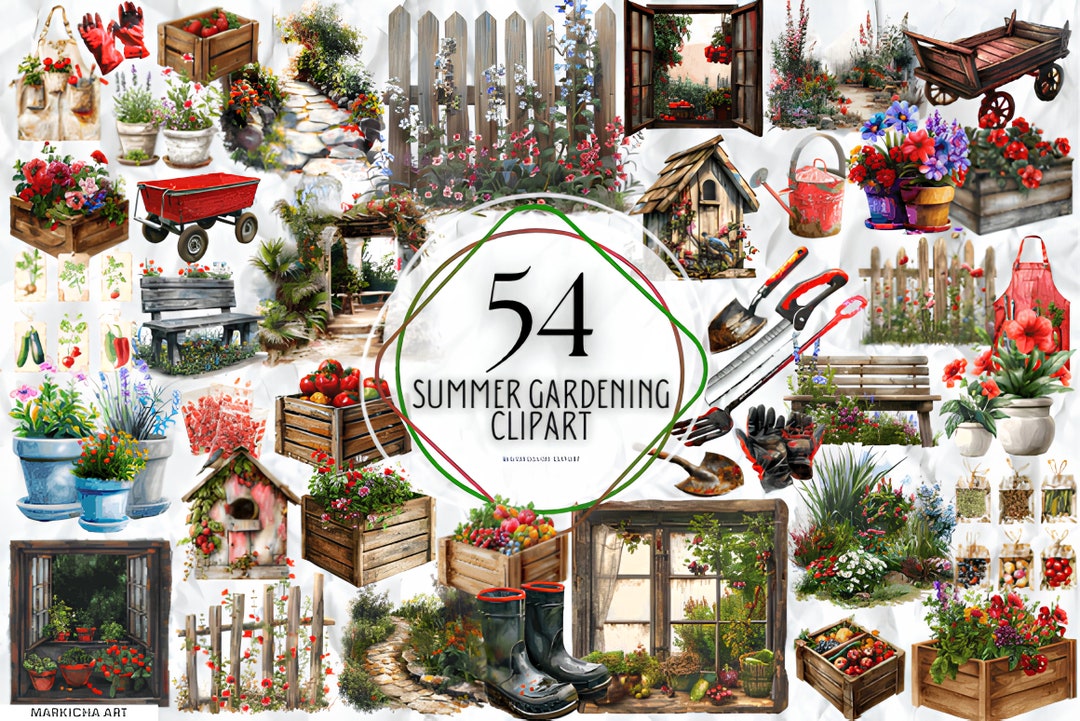 Gardening Clipart - Gardening Tools Clipart, Spring Garden Graphics ...