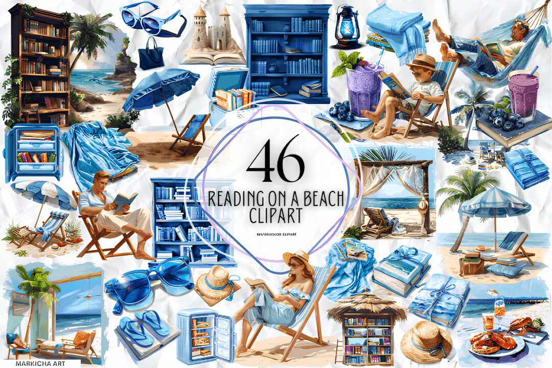 Watercolor Summer Reading Clipart, Bookworm PNG, Girl Reading Clipart ...