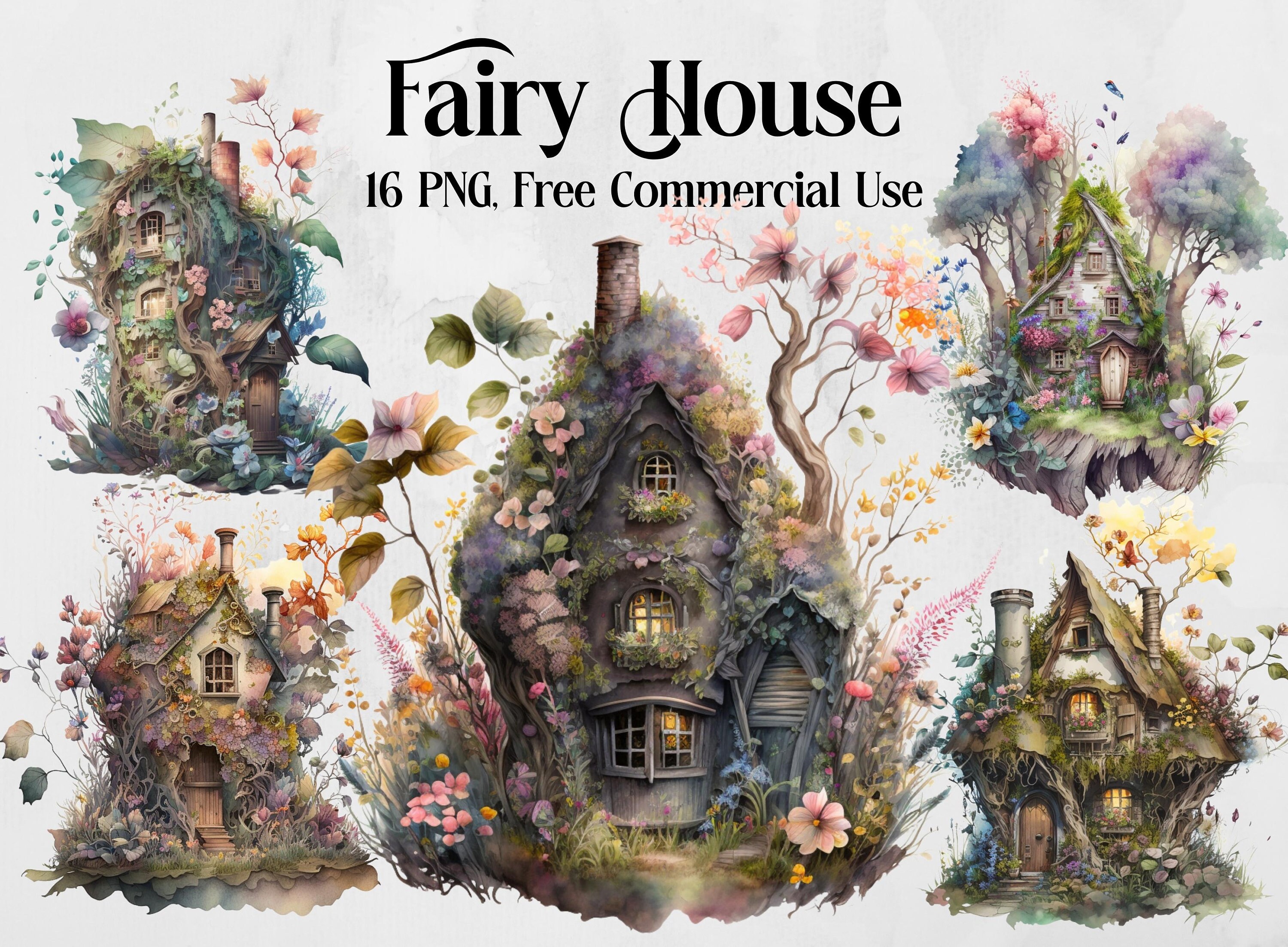 Fairy House Clipart Png. Magic Cottage. Elf Village. Digital - Etsy