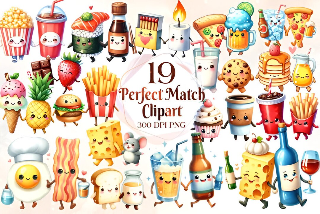 Perfect Match, Best Friends Clipart for Digital Scrapbooking, Valentine ...