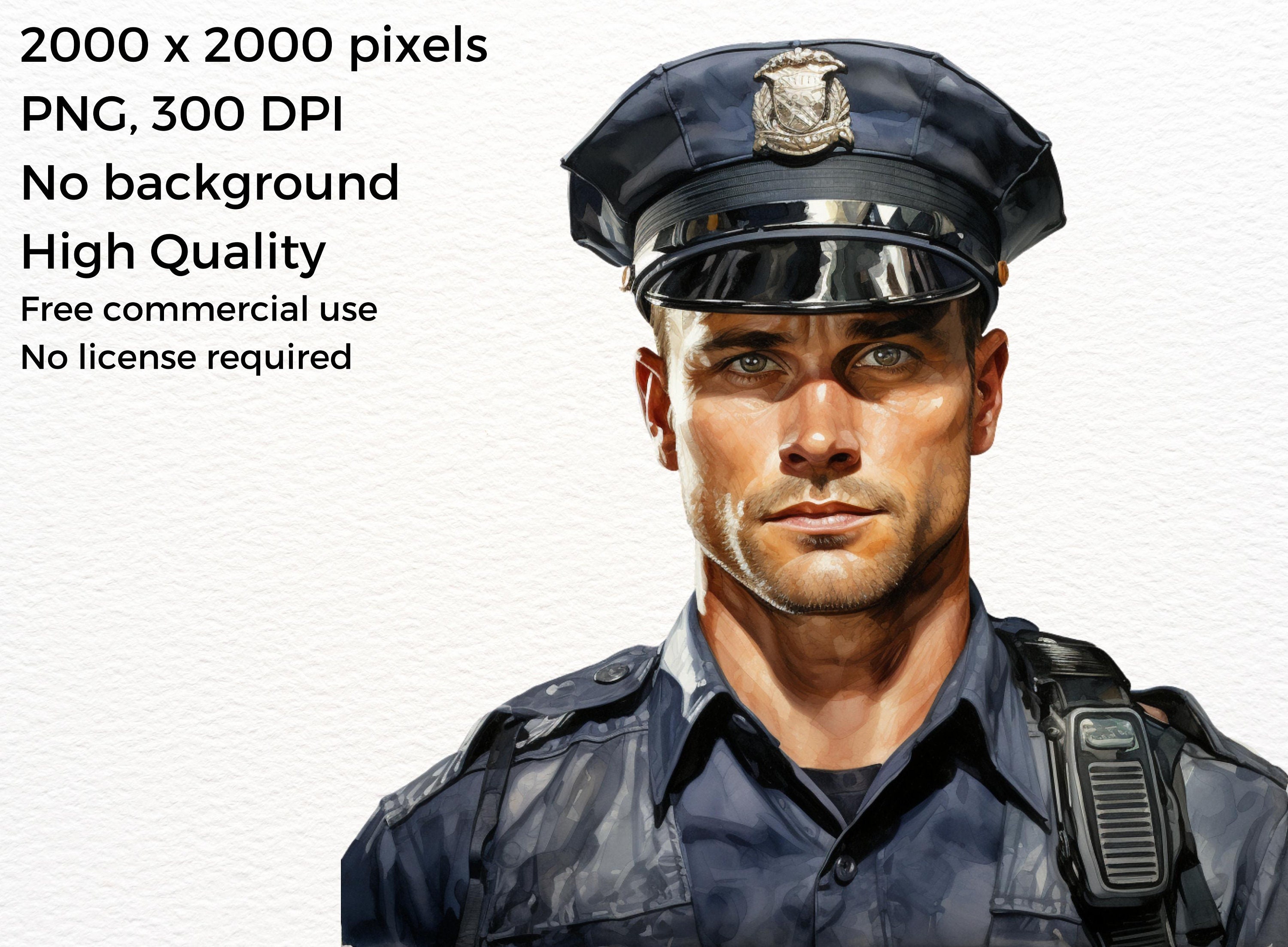 Police Officer Watercolor Clipart, Handsome Policeman Illustration PNG ...