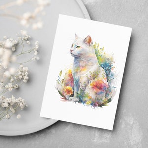Watercolor White Cat Clipart. 33 High Quality Jpgs, Cute Cats and ...