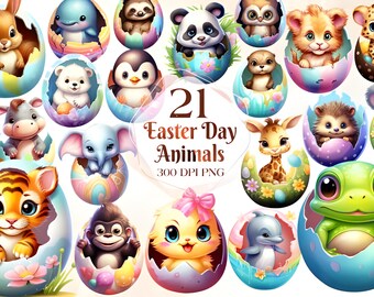 Watercolor Spring Baby Animals Clipart, Animals Floral, in PNG Format ...