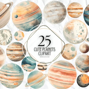 Cute Solar System Clipart - Planets Clip Art Set, Space, Earth, Moon ...