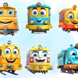 Cute Trains Clipart, Cute Trains Vehicles Cartoon for Kids,instant ...