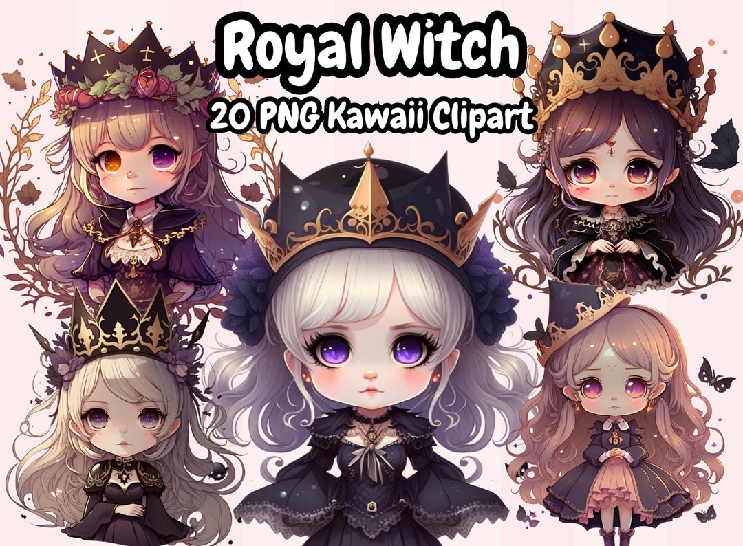 Royal Witch Kawaii Clipart, Witch Lovers Fantasy Magic Clip Art, Mystical Clipart, Witchcraft ...