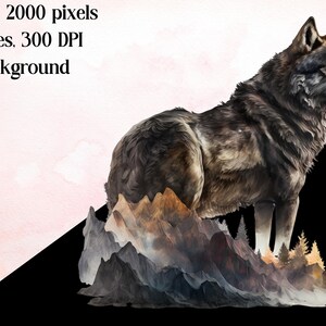 Watercolour Mythical Giant Wolves Clipart Bundle , Giant Mythics Wolf ...