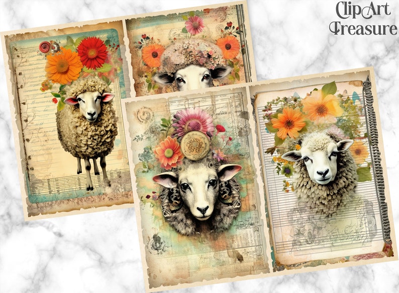 Watercolor Sheep Junk Journal Printable Page Sheep Junk - Etsy